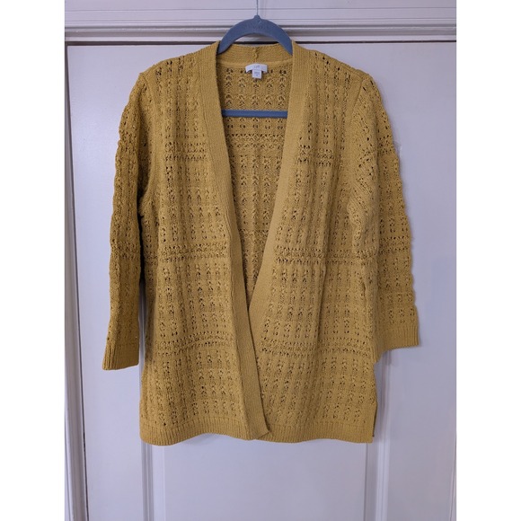 J. Jill | Sweaters | J Jill Women Mustard Yellow Open Front Knit ...